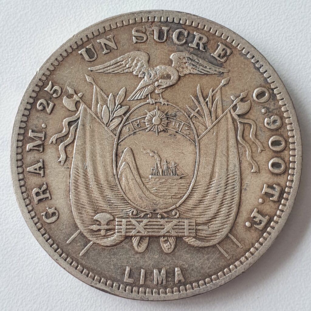 Ecuador, 1 Sucre 1890 acuñado en Lima – Numischile® – Coins & Collectables